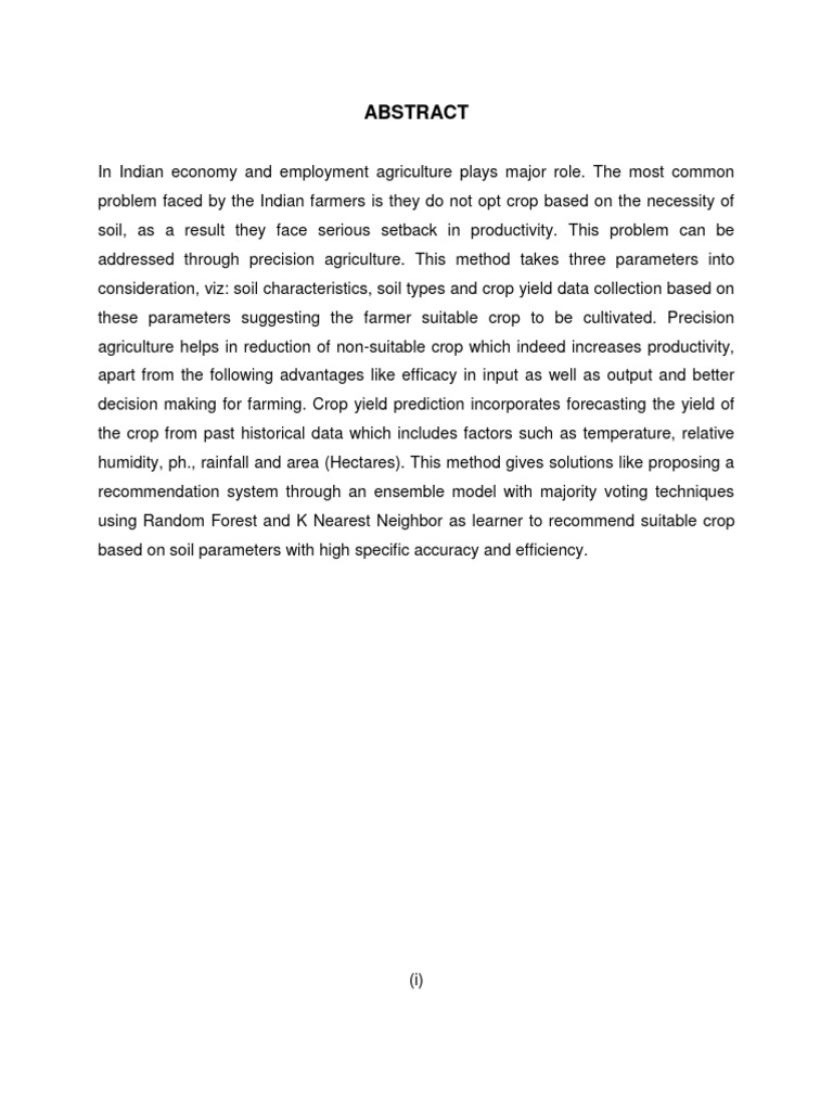 Agriculture Crop Recommendation System Using Machine Learning | PDF ...
