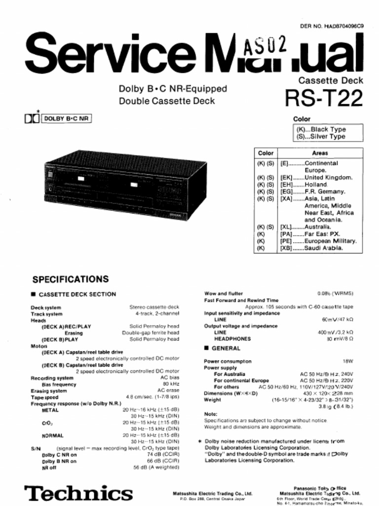 Technics RST 22 Service Manual | PDF