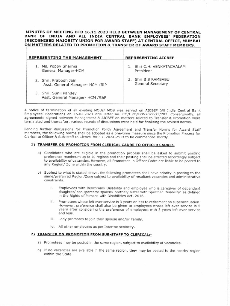 Signed Minutes - 16 11 23 AICBEF CENTRAL OFFICE | PDF