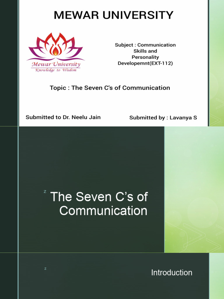 7 C's of Communication - Lavanya | PDF | Communication | Human ...