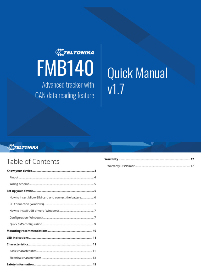 FMB140 Quick Manual v1.7 | PDF