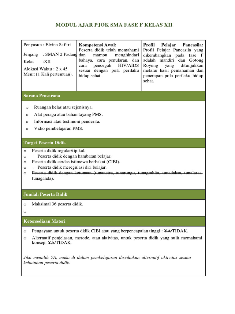 Modul Ajar Kelas 12 | PDF