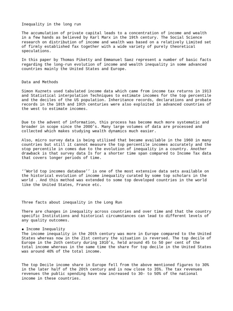 Inequality Notes Pdf Economic Inequality Discrimination Race