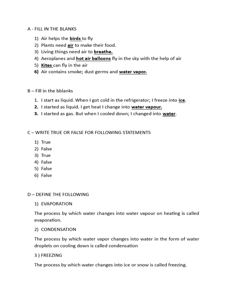 6) Air Contains Smoke Dust Germs and Water Vapor | PDF | Water | Water ...