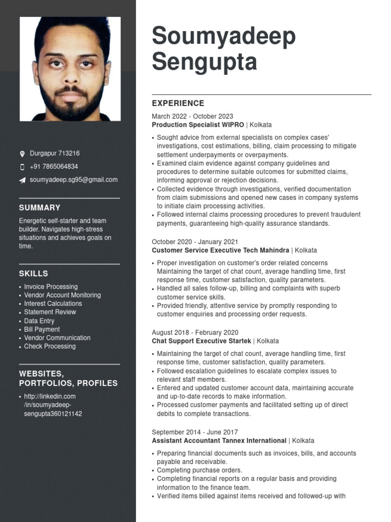Soumyadeep Sengupta CV | PDF | Customer | Invoice