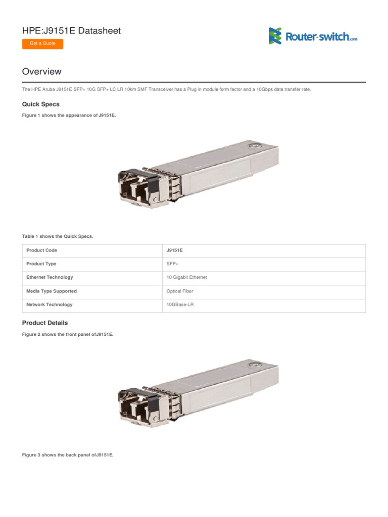 Hpe J9151e-Datasheet | PDF | Computer Network | Ethernet