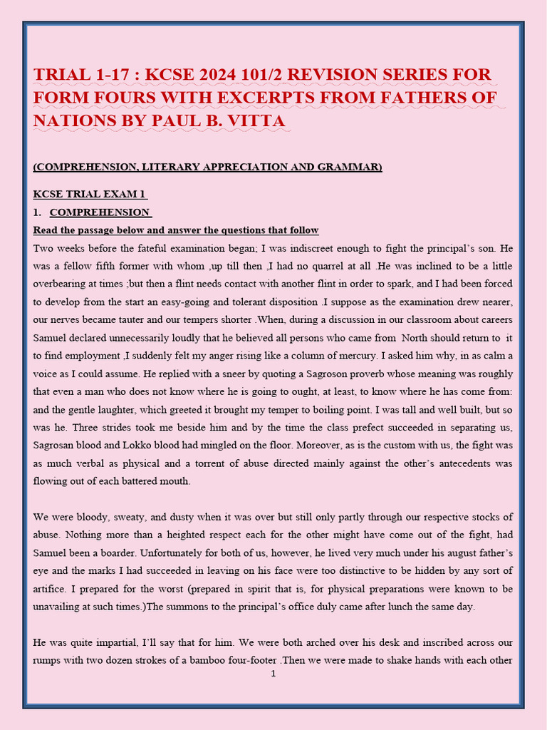 Kcse 2024 Combined English Paper 2s | PDF