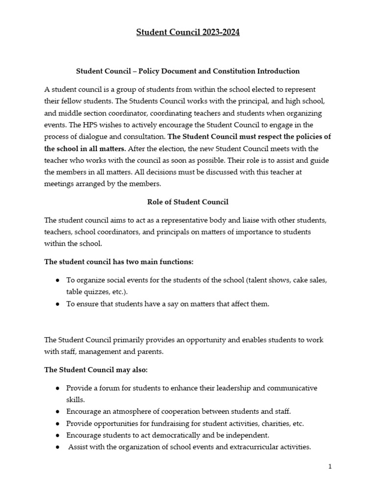 Student Council Application Form 23-24 | PDF | Teachers | Leadership