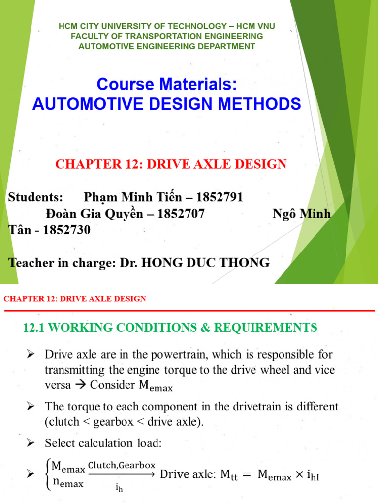 Drive Axle Design for Students | PDF | Gear | Axle