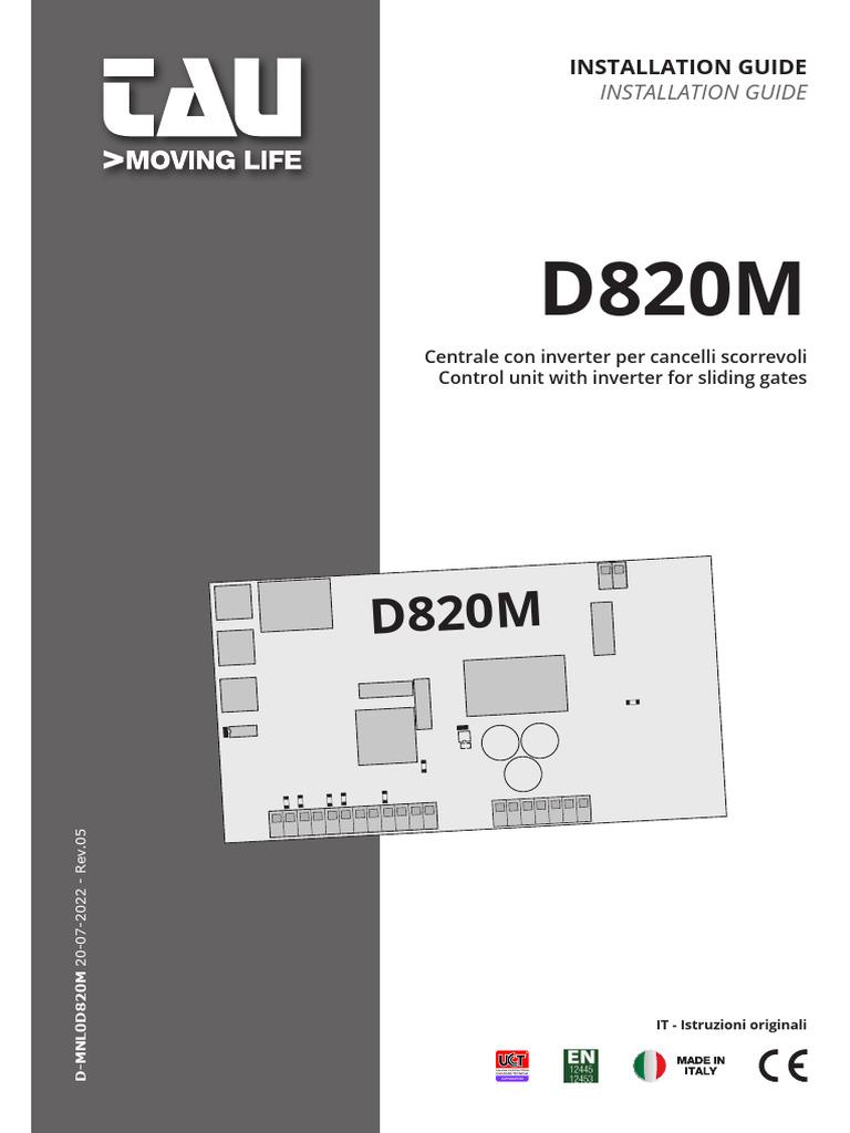 Tau-D820-Electric Gate Manual | PDF | Mains Electricity | Power Supply
