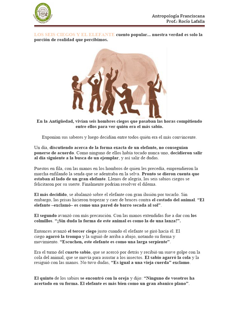Los Seis Ciegos y El Elefante Cuento Popular | PDF