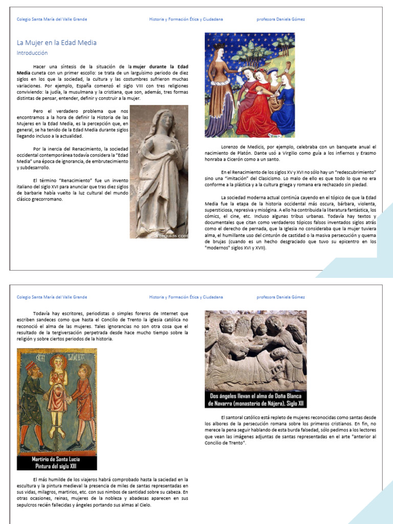 La Mujer en La Época Medieval | PDF | Clásicos