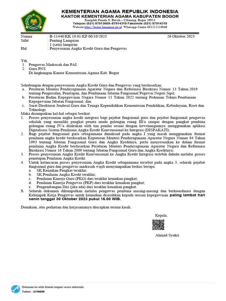 Surat PAK Penutup Guru Guru | PDF