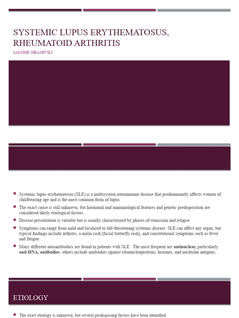 Systemic Lupus Erythematosus, Rheumatoid Arthritis | PDF | Rheumatoid Arthritis | Epidemiology