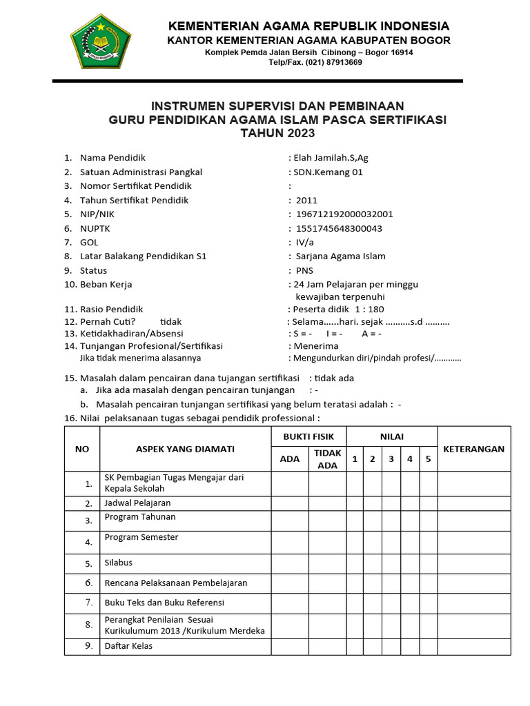Instrumen Pasca Gpai 2023 | PDF