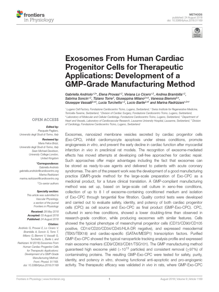 Exosomes From Human Cardiac Progenitor Cells For Therapeutic ...