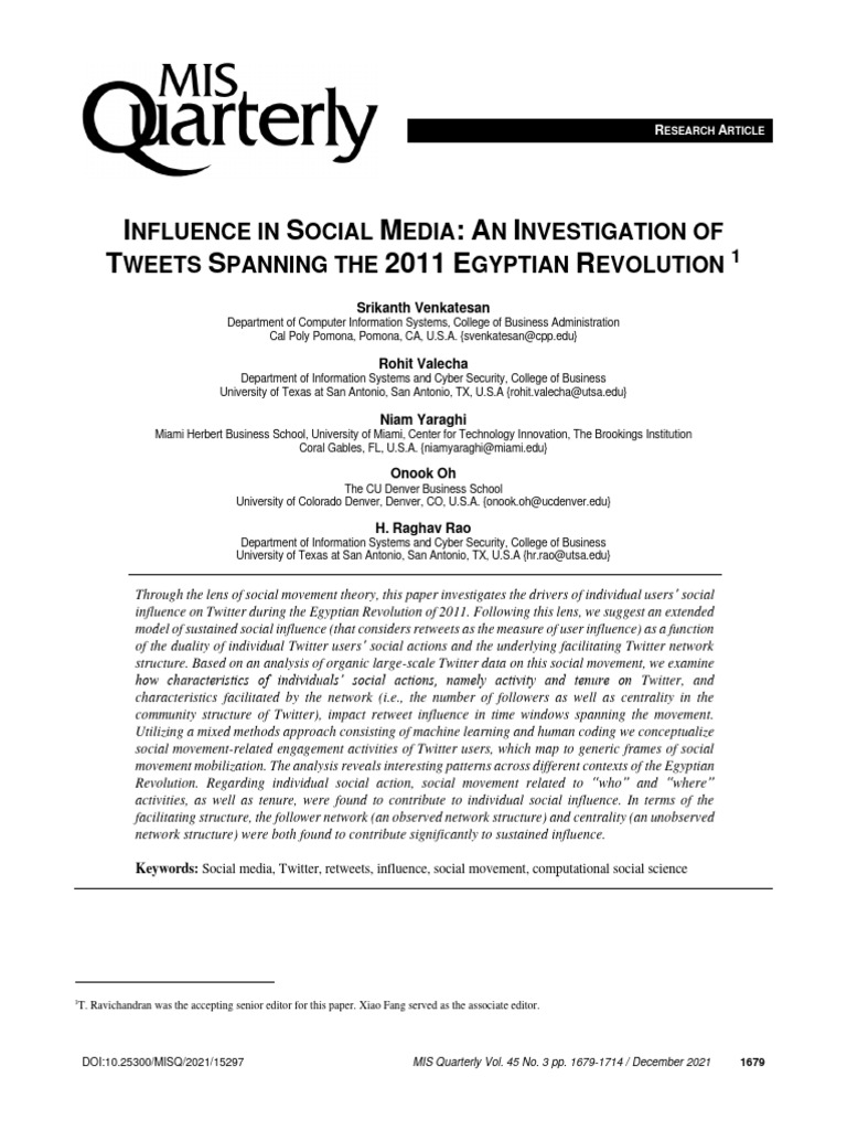I S M: A I T S 2011 E R: Nfluence in Ocial Edia N Nvestigation of Weets ...