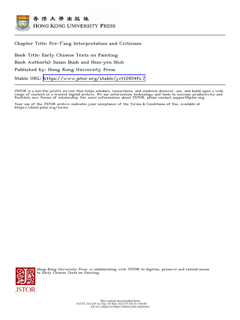 Pre-T'ang Interpretation and Criticism | Download Free PDF | Paintings ...