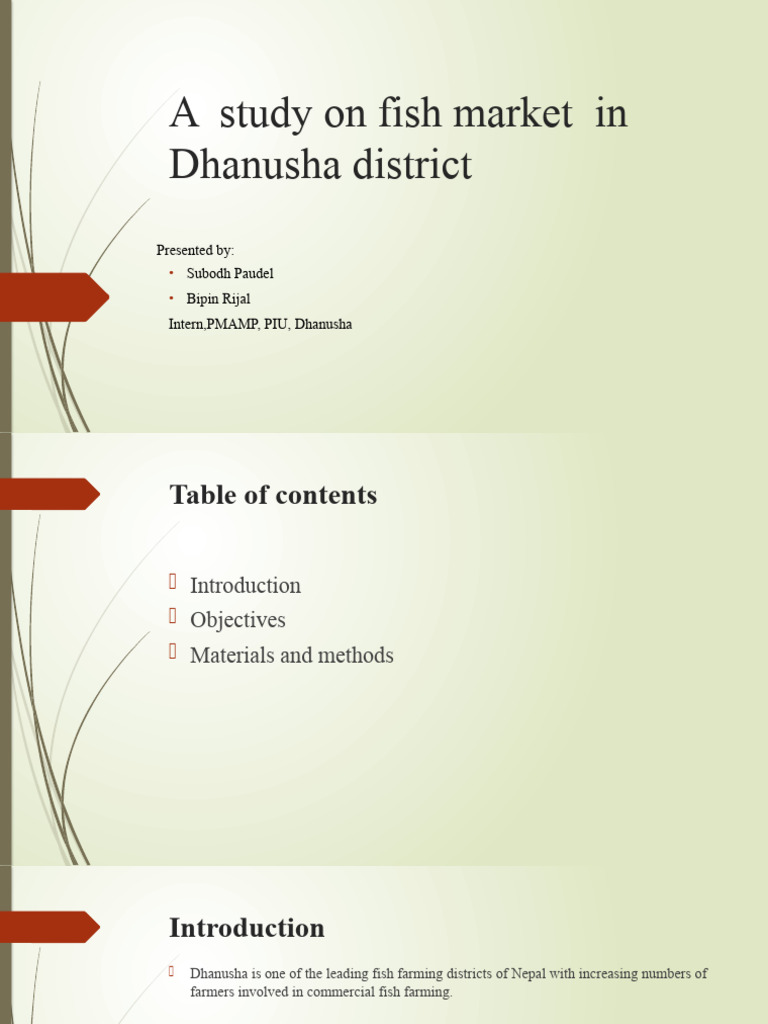 A Study On Fish Market in Dhanusha District | PDF