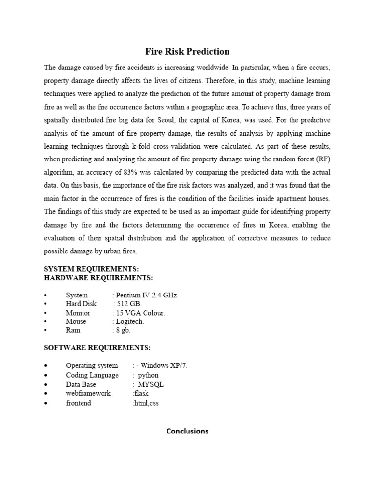 Fire Risk Prediction | Download Free PDF | Machine Learning | Prediction