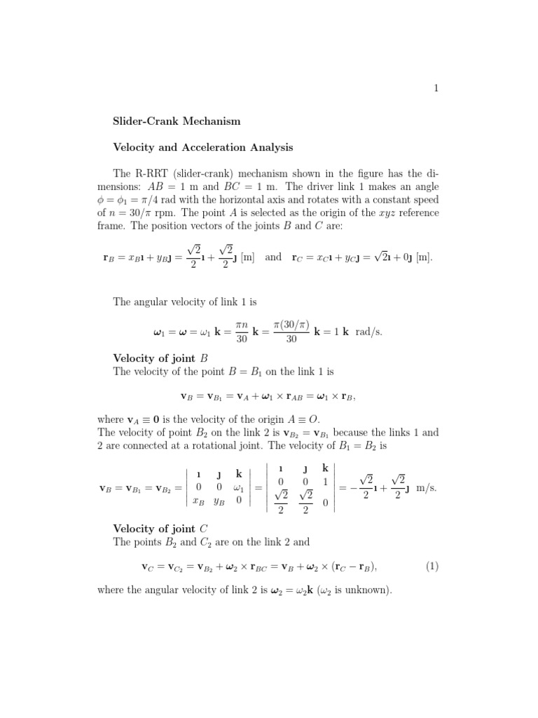 b2 Velocity and Acceleration Analysis Example | PDF | Velocity | Mechanical Engineering