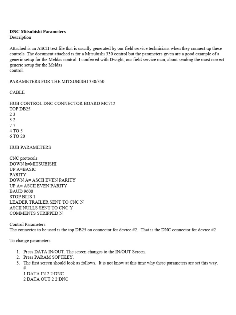 DNC Mitsubishi Parameters in Out | PDF | Computing | Computer Engineering