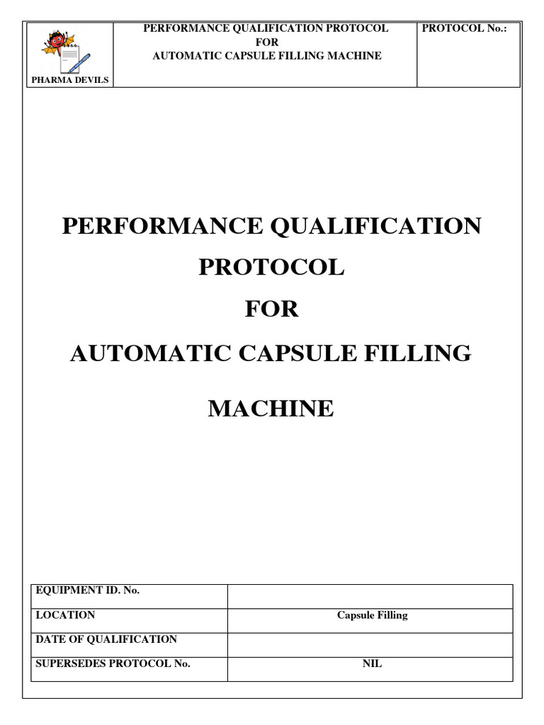 Performance Qualification Protocol FOR Automatic Capsule Filling ...