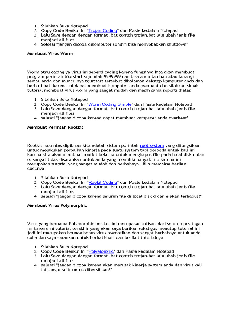 Cara Bikin Virus | PDF