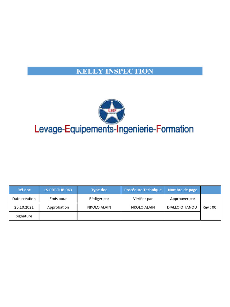 Kelly Inspection Procedure Guide | PDF | Wear | Physical Sciences
