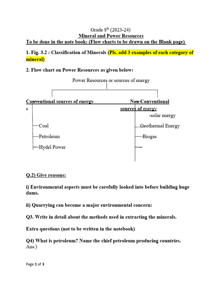 NOTEbook Work - Power and Mineral Resources 23-24 | PDF | Petroleum ...