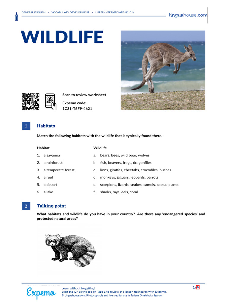 Upper-Intermediate Wildlife Vocabulary | PDF | Predation | Organisms