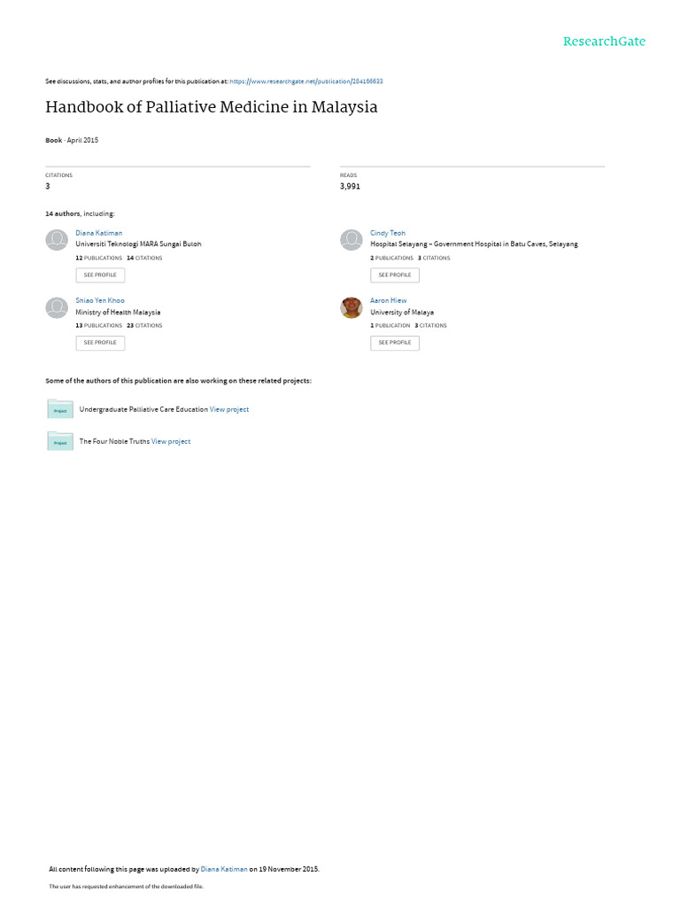 Handbook of Palliative Medicine in Malaysia: April 2015 | PDF ...