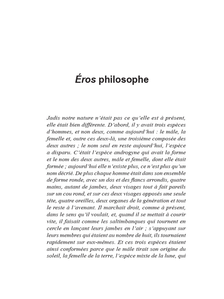 Le mythe de l'androgyne chez Platon | PDF | Le Banquet (Platon)