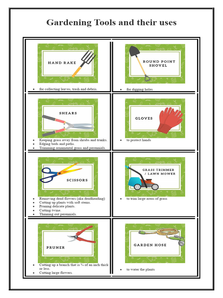 Gardening Tools and Their Uses | PDF