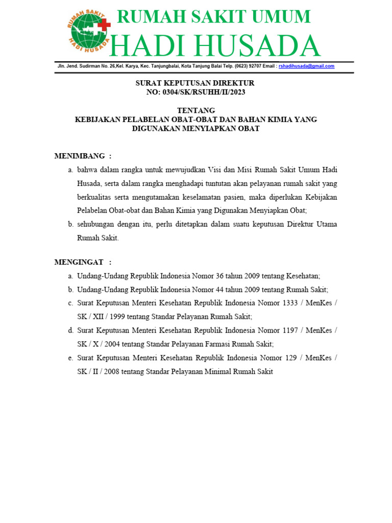 Kebijakan Pelabelan Obat-Obat Dan Bahan Kimia Yang Digunakan Menyiapkan ...