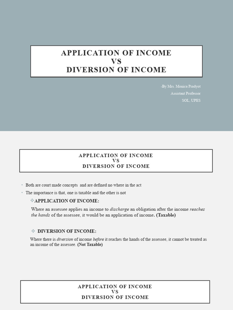 Income Application vs. Diversion Explained | PDF | Taxes | Income