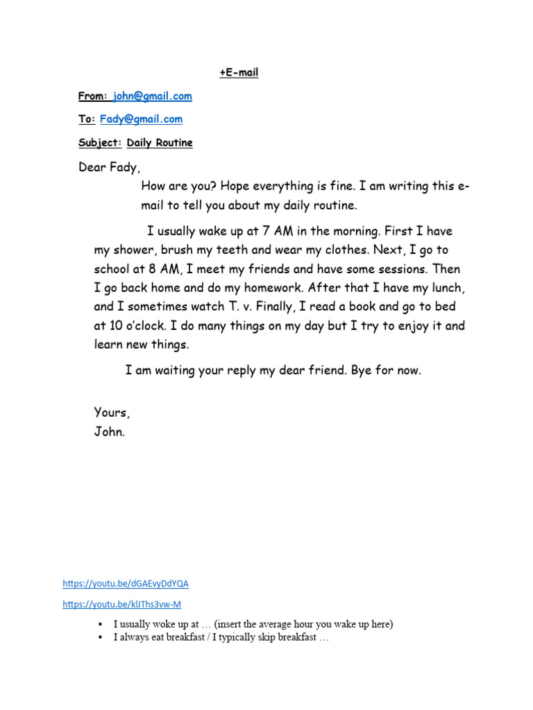 Writing Daily Routine and Videos But | PDF | Wellness