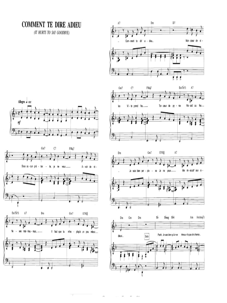 Comment Te Dire Adieu | PDF