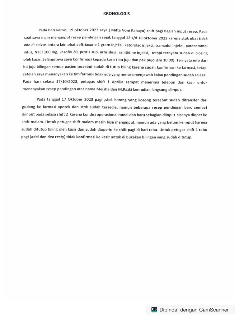Kronologis Inputan Resep Pending | PDF