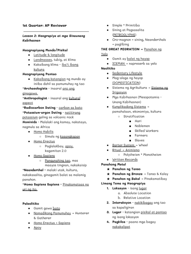 1st Quarter Ap Reviewer 1 Pdf