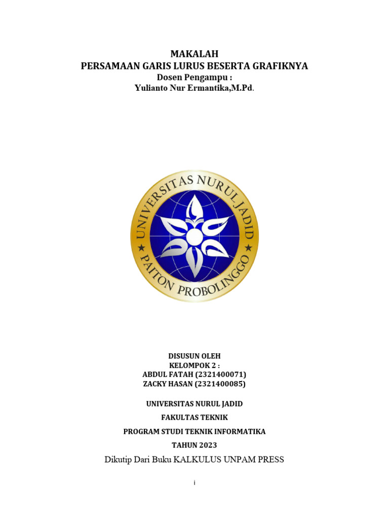 Persamaan Garis Lurus dan Grafik | PDF