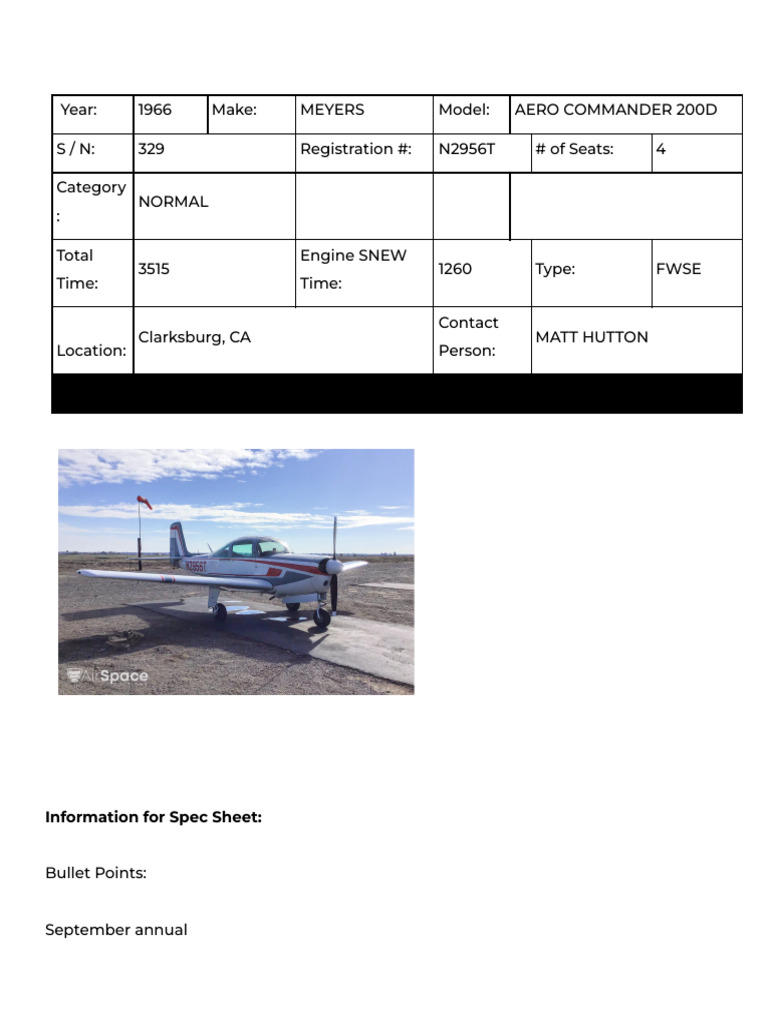 N2956T Spec Sheet | PDF