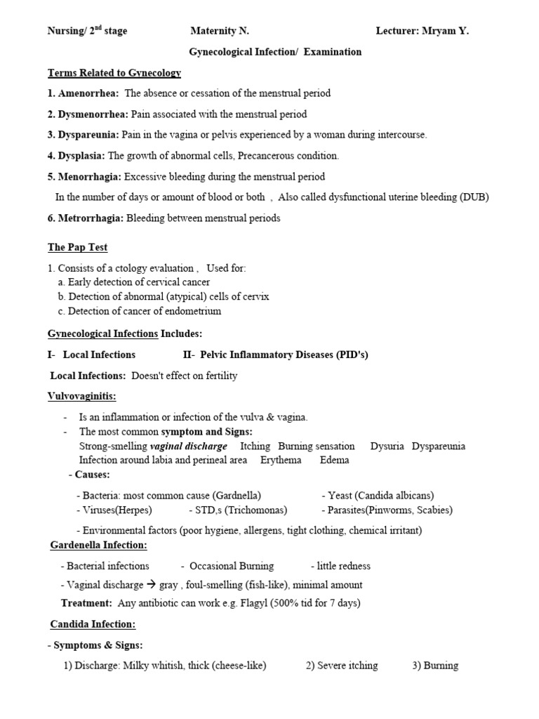Lec 9, Gynecological Infection | PDF | Vagina | Sexually Transmitted Infection