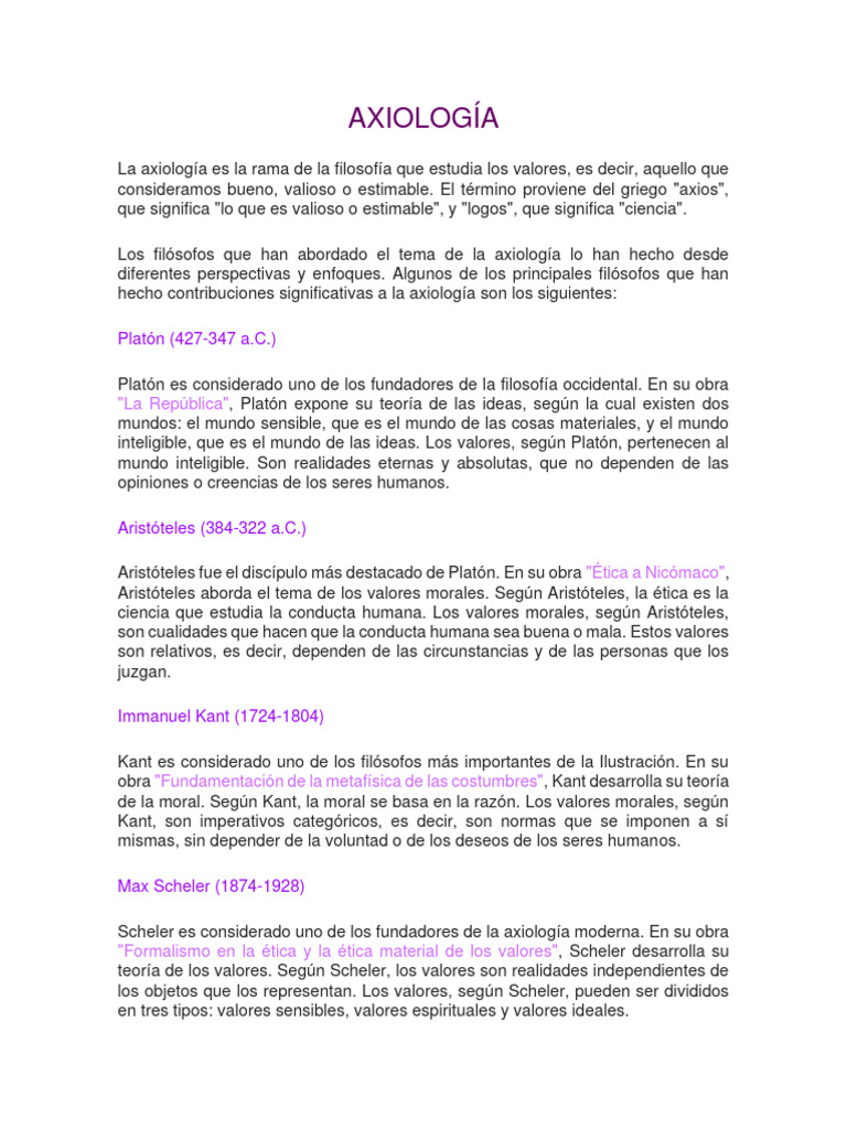 Filosofía de los Valores | PDF | Axiología | Platón