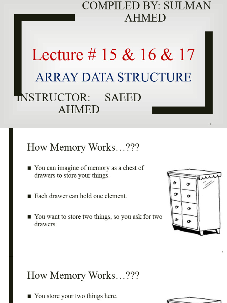 Data Structures Algorithms Lecture 15 16 17 Array Data Structure Pdf Integer Computer