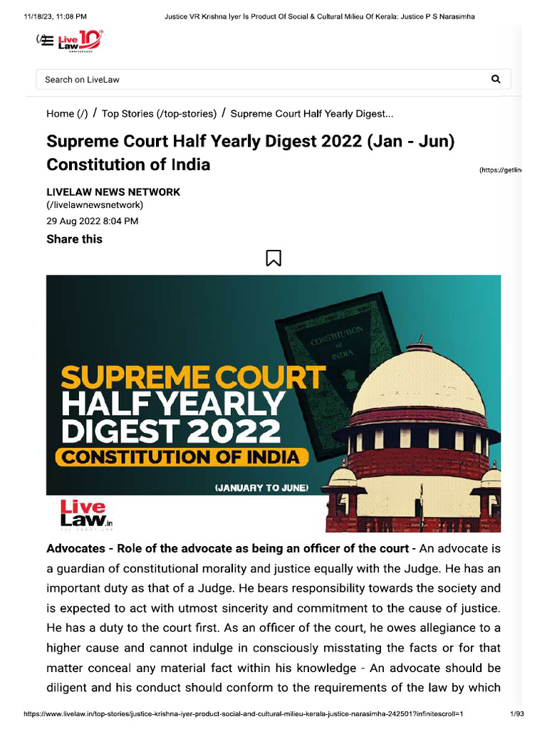 Half Yearly Digest - Constitution | PDF