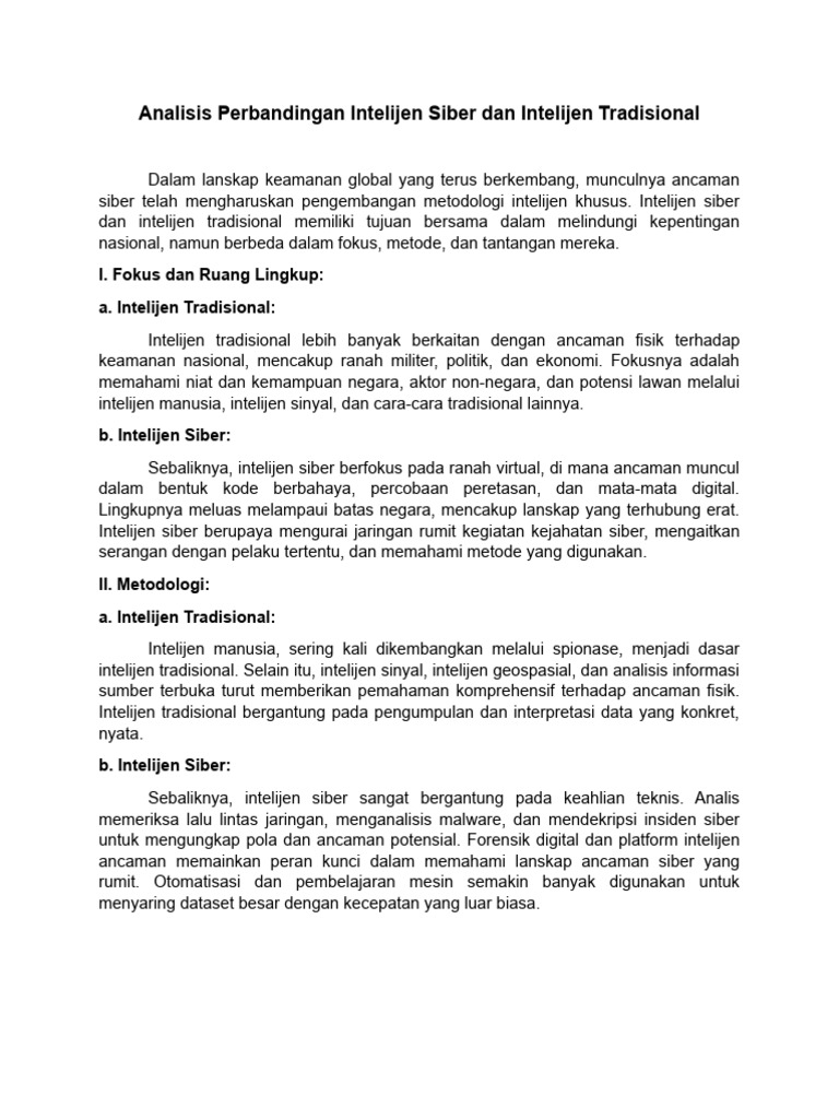 Tugas Intelijen Siber dalam Keamanan Nasional | PDF