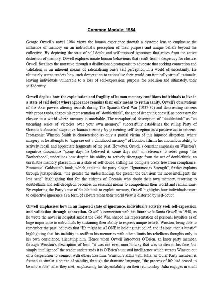 Common Module - 1984 | PDF | Self | George Orwell