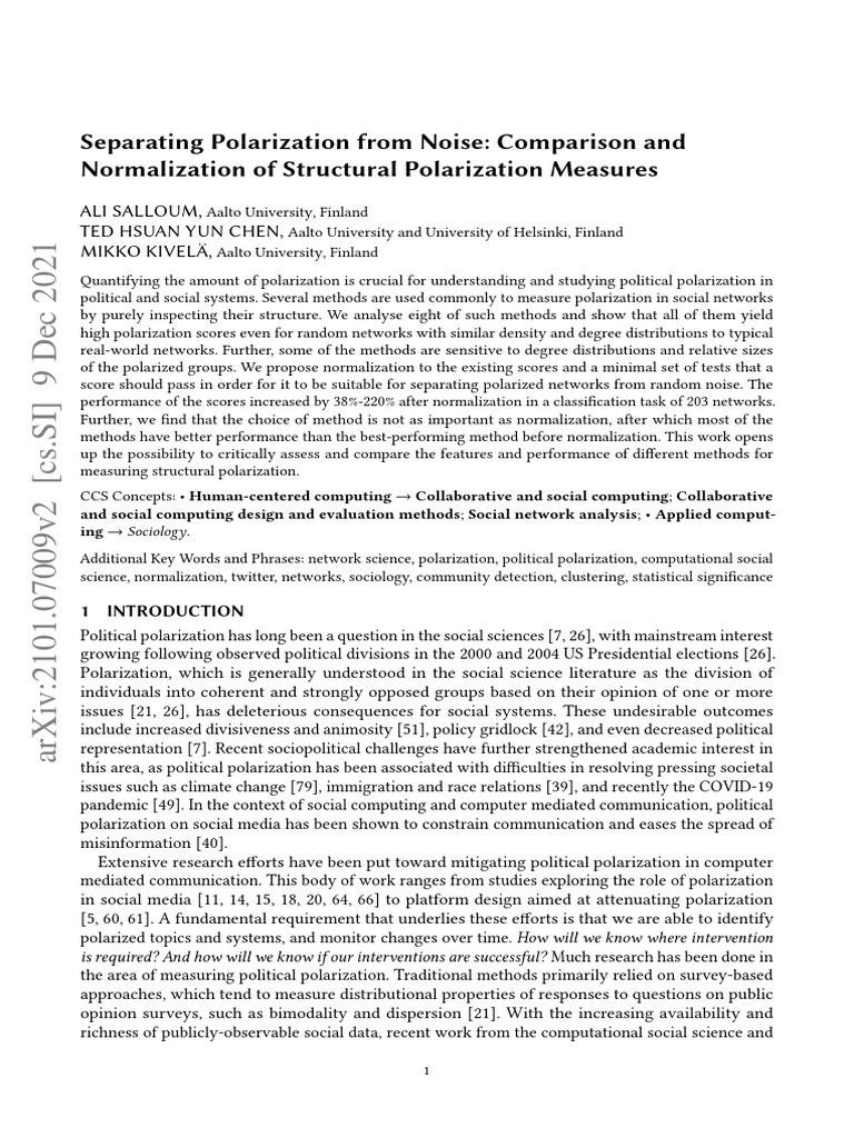 Separating Polarization From Noise: Comparison and Normalization of Structural Polarization ...