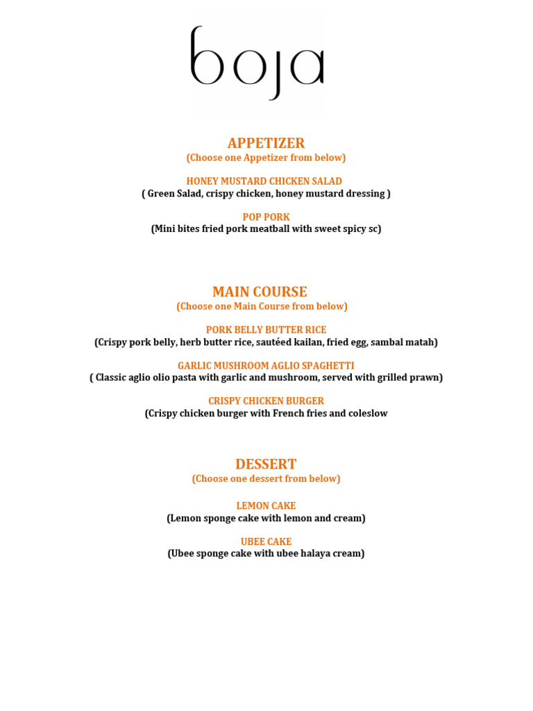 Set Menu 3 Courses 250++ | PDF